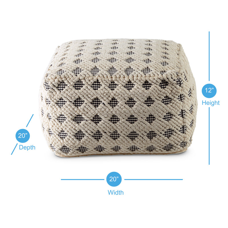 Langley Street® Maisonet 20" Wide Square Geometric Pouf Ottoman | Wayfair